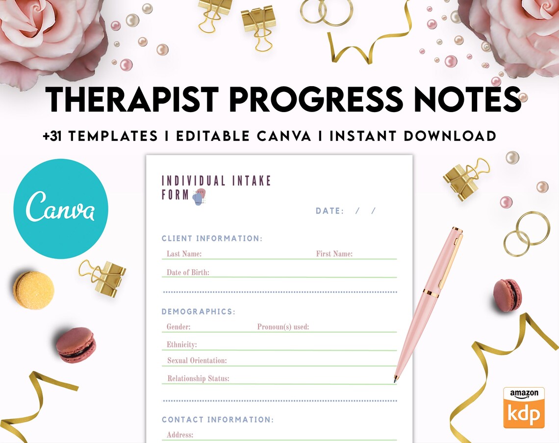 Progress Notes for Therapists Editable Templates Therapy - Etsy