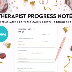 Progress Notes for Therapists Editable Templates Therapy - Etsy