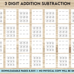 3 Digit Addition Subtraction Activity Book PDF File 8.5x11 Inch for ...