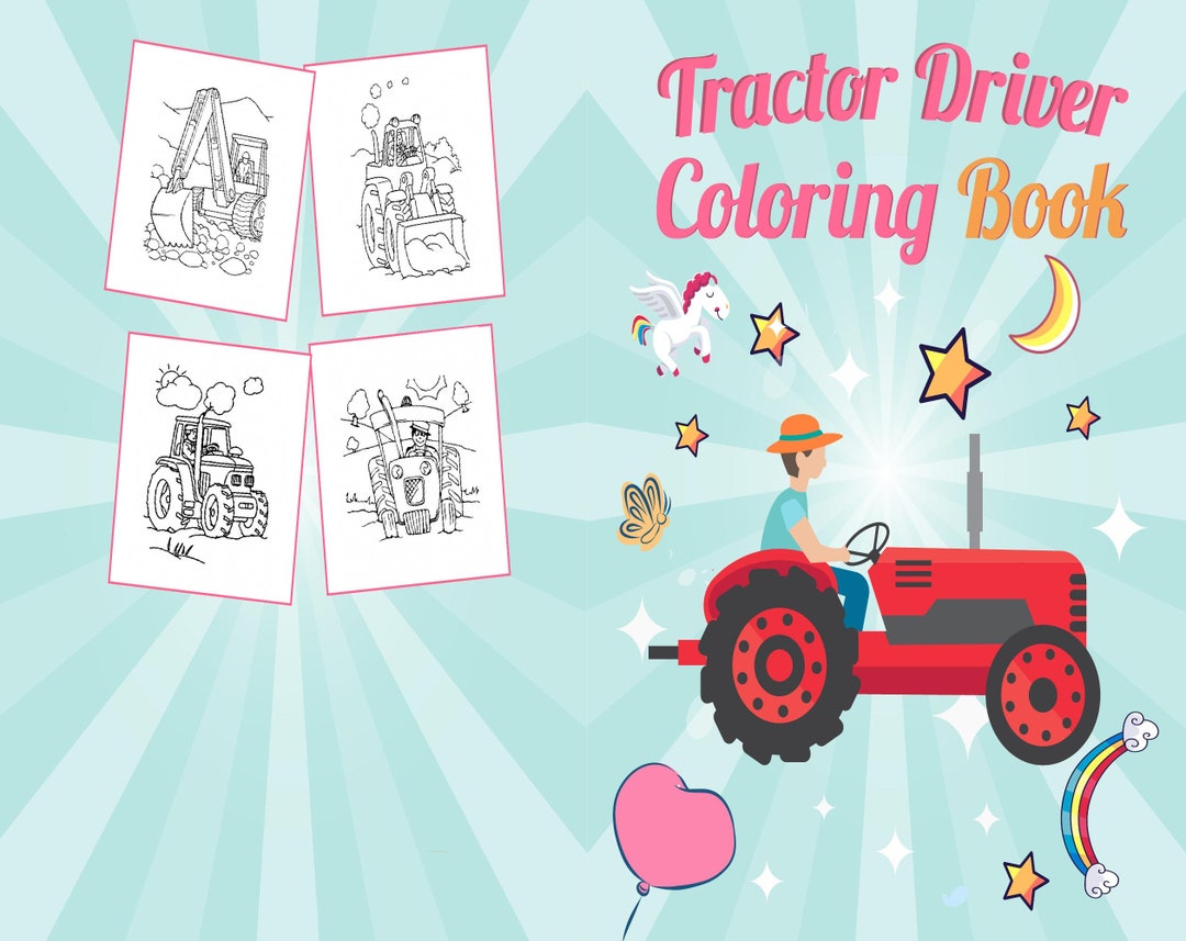 Tractor Driver Coloring Book for Kids, 8,5x11 Printable PDF File Kids ...