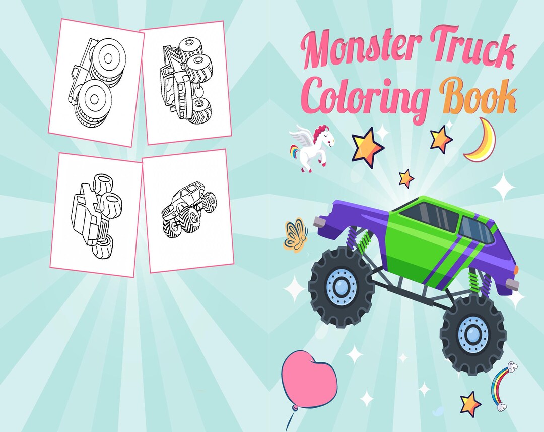 Monster Truck Coloring Book for Kids, 8,5x11 Printable PDF File Kids ...