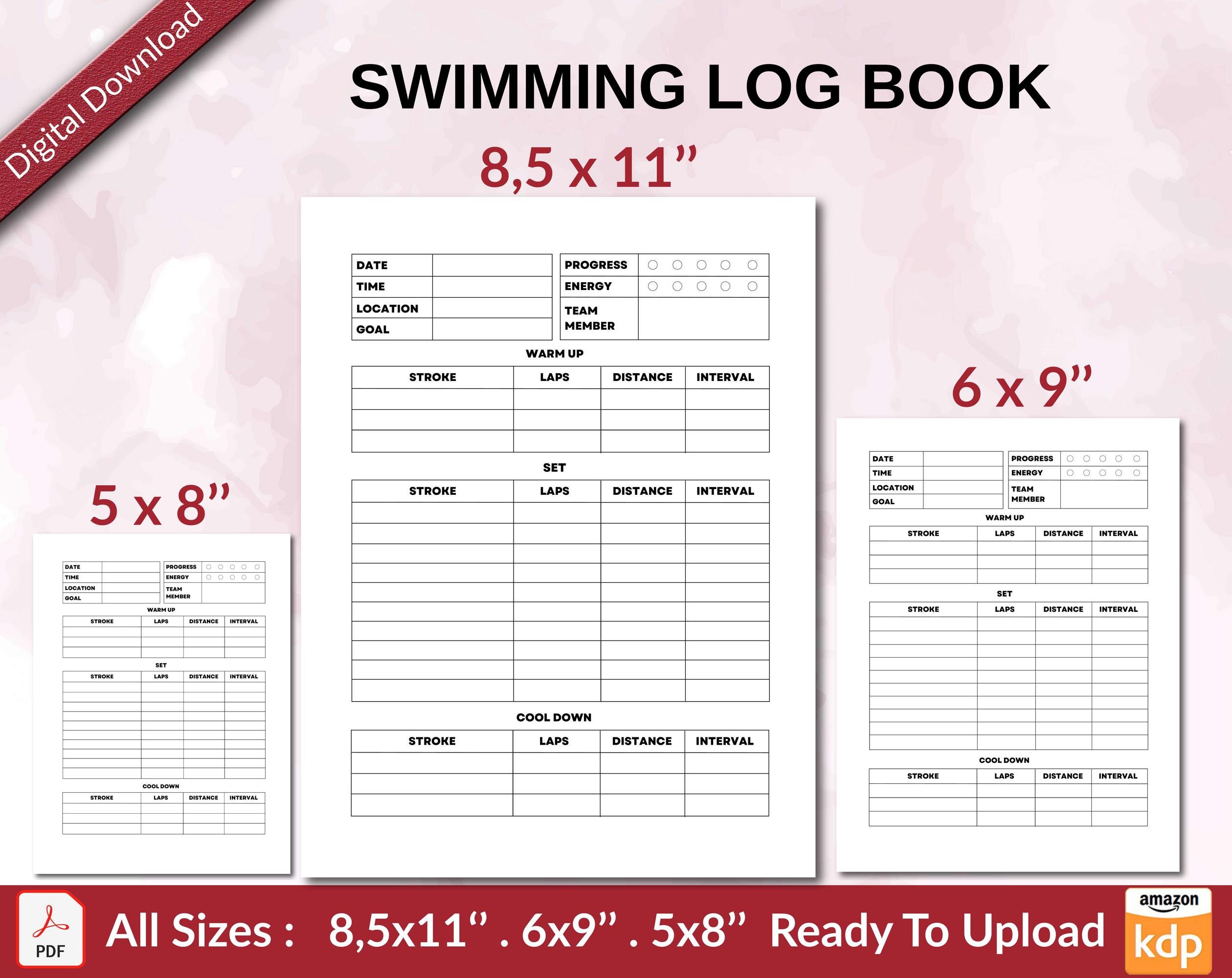 SWIMMING Log Book 120 Pages Ready to Upload PDF Used as Low Content ...