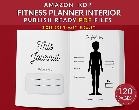 Fitness Planner Journal 120 pages Ready to Upload PDF | Etsy