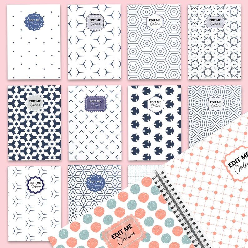 15 Pattern Book Cover Template Bundle Canva Editable for - Etsy