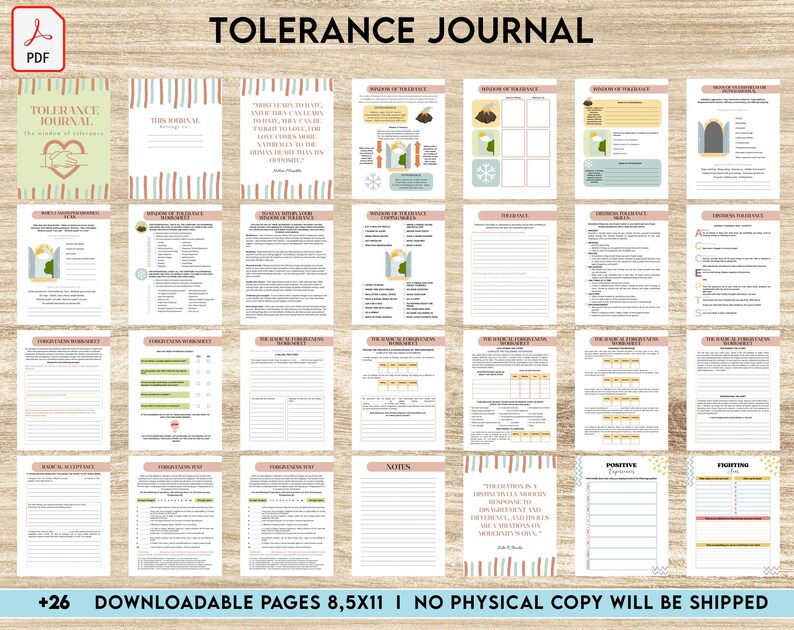 Tolerance Journal, Window of Tolerance, Therapy Journal , Self ...