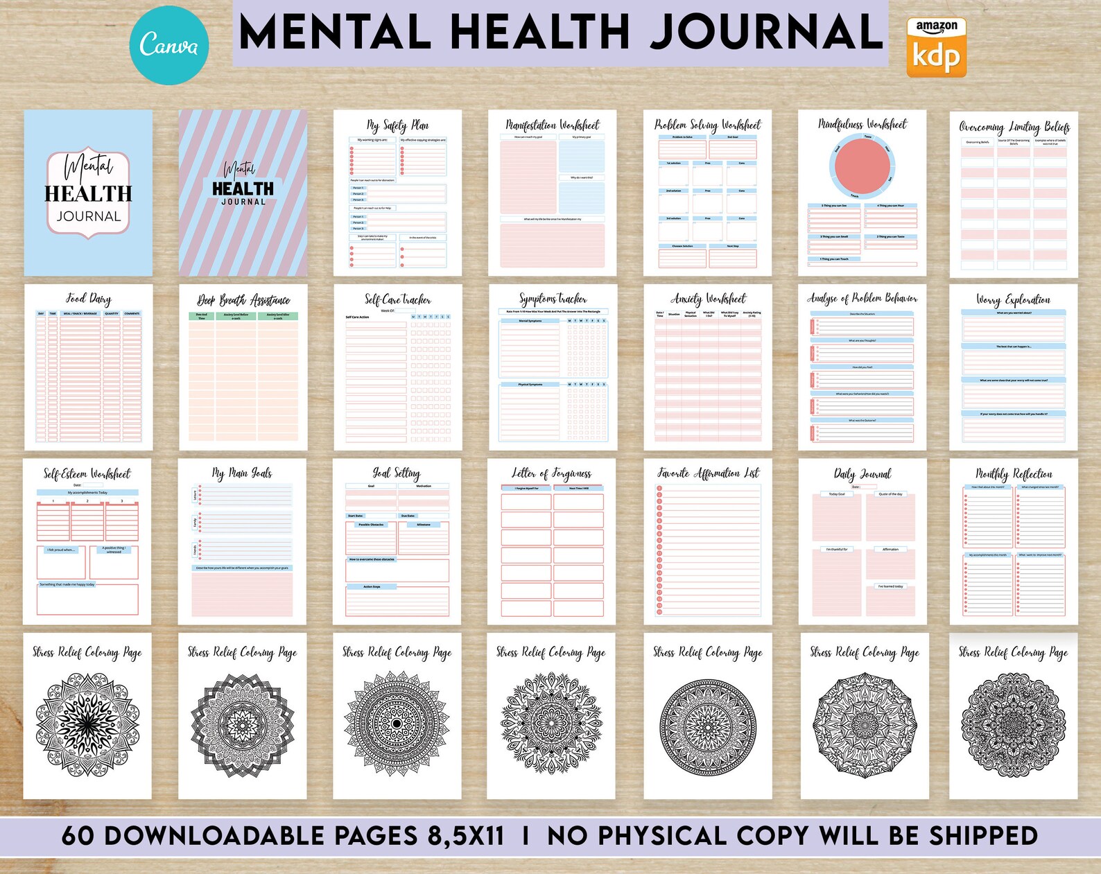 Mental Health Guided Therapy Journal With Prompts 60 Editable Templates ...