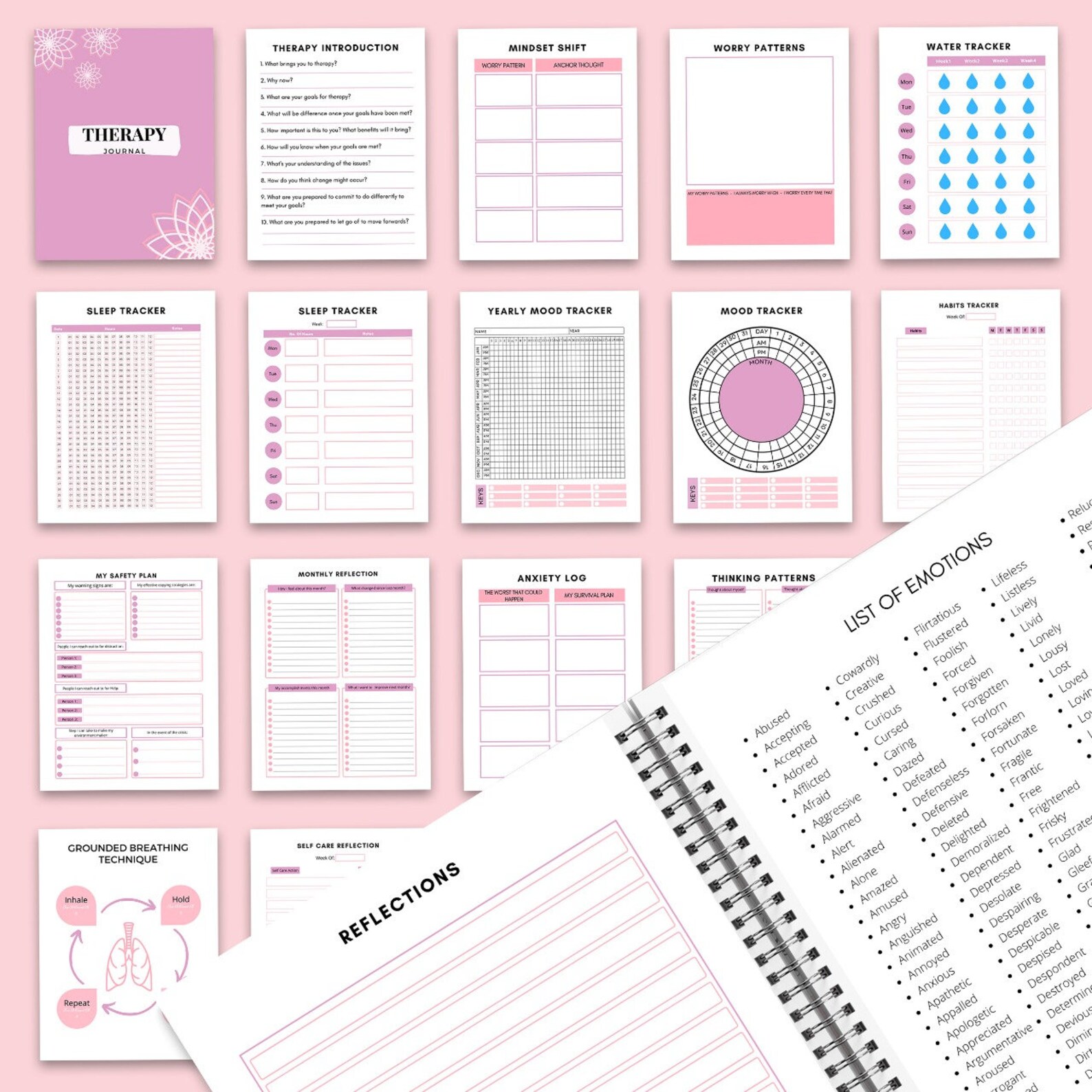 Therapy Journal Workbook Worksheets Mental Health Anxiety - Etsy