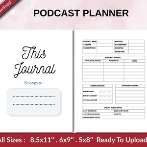 PODCAST Planner 120 Pages Ready to Upload PDF Used as Low Content ...