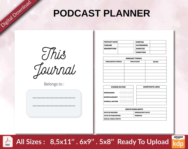 PODCAST Planner 120 Pages Ready to Upload PDF Used as Low - Etsy