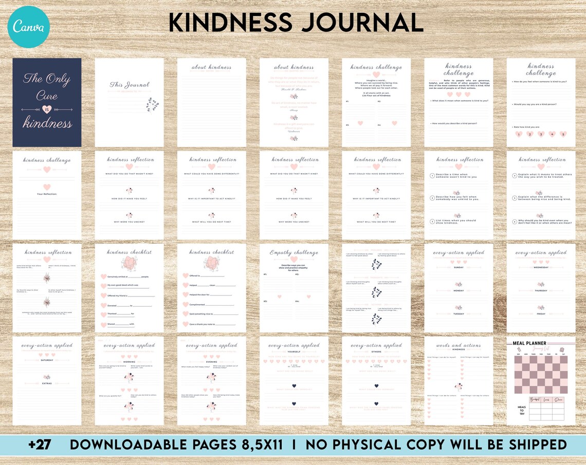 Kindness Journal Act of Kindness Therapy Journal Self - Etsy