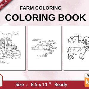 Cute Farm Coloring Book for Kids, 8,5x11 Printable PDF File Kids Cute ...