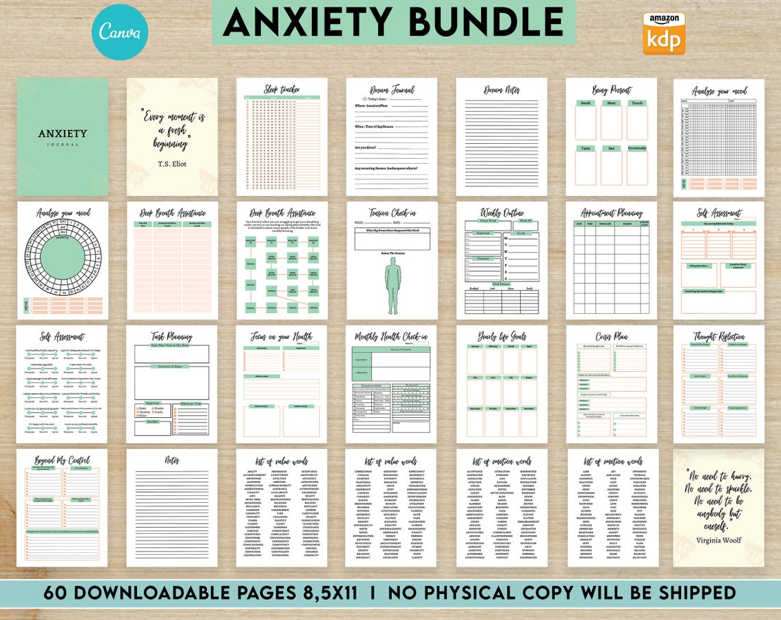 Anxiety Journal With Questions Therapy Workbook 8.5x11 - Etsy
