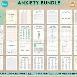 Anxiety Journal With Questions, Therapy Workbook 8.5x11" Canva Editable ...