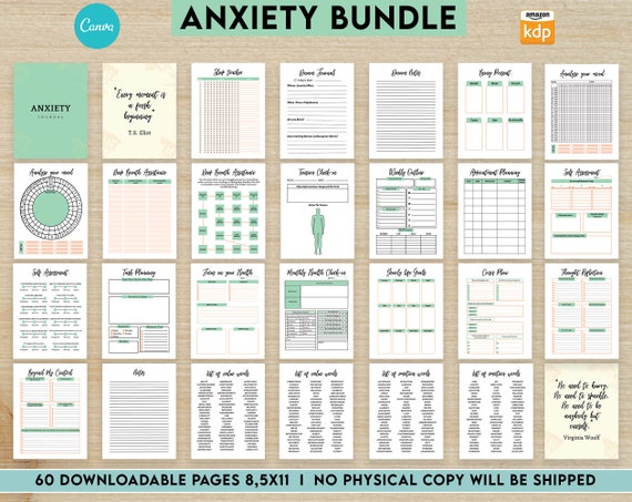 Anxiety Journal With Questions Therapy Workbook 8.5x11 - Etsy