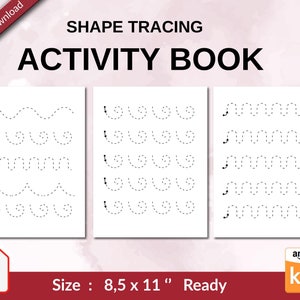 Shape Tracing Activity Book PDF File 8.5x11 Inch for Kids Aged 2-4 4-8 ...