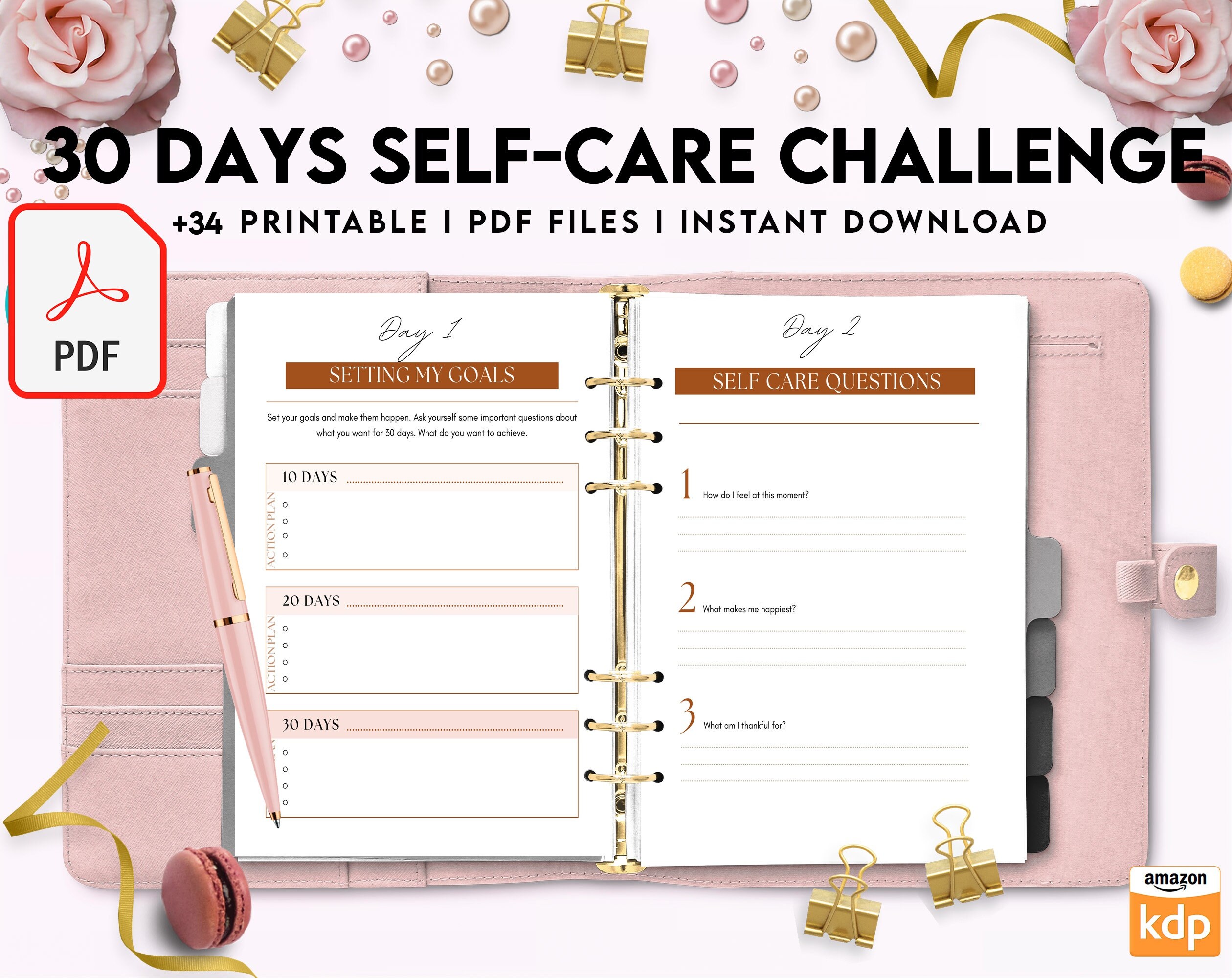 30 Day Self-care Challenge, Self Care Journal, Self Care Planner ...