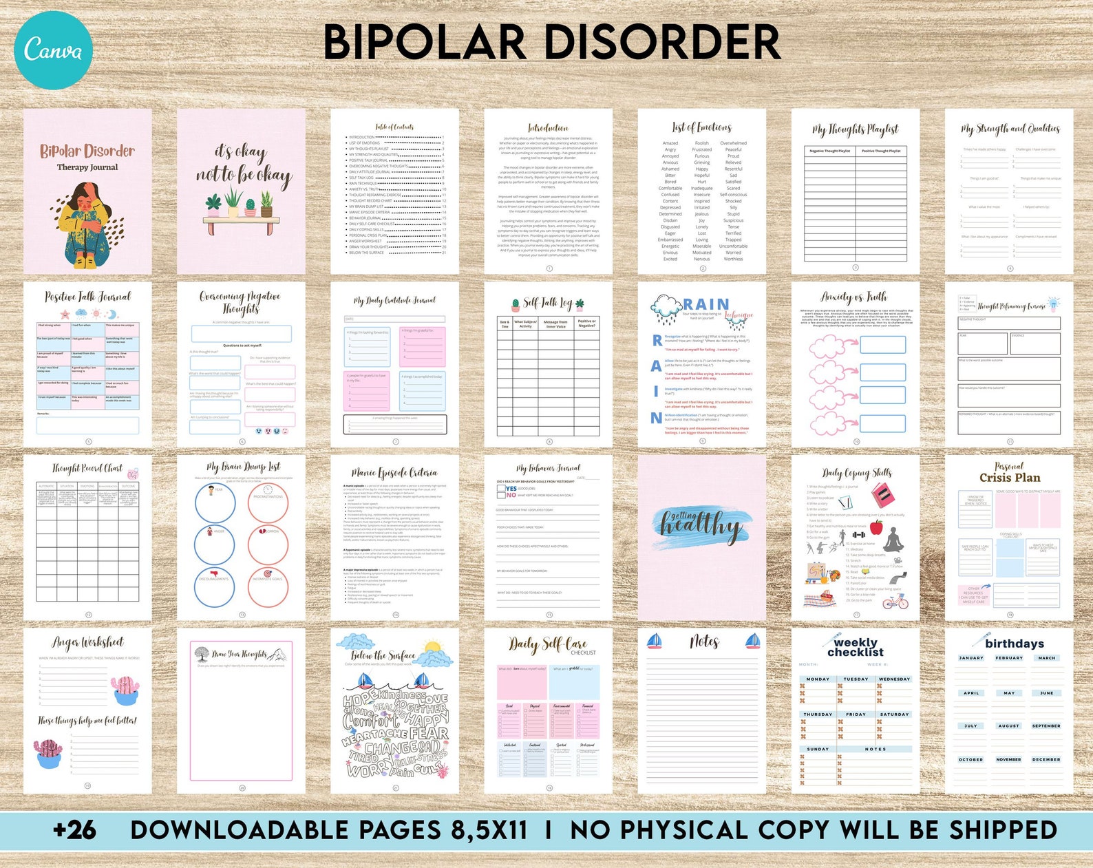 Bipolar Disorder Therapy Journal: Mental Health, Depression, Anxiety ...