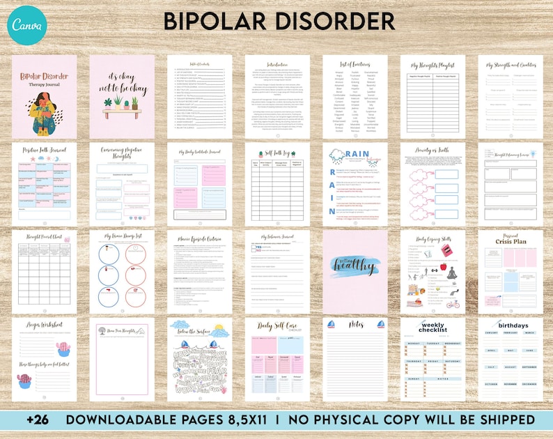 Bipolar Disorder Therapy Journal: Mental Health Depression - Etsy