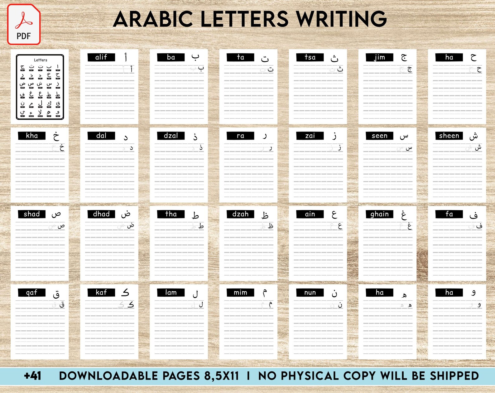 Arabic Letters Writing Activity Book Handwriting PDF File - Etsy