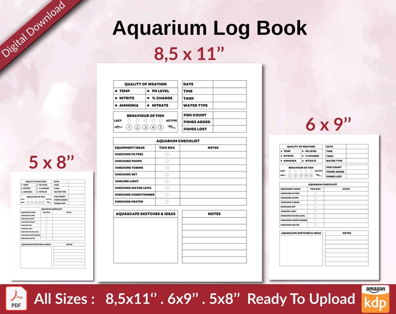 Aquarium Log Book 120 Pages Ready to Upload PDF Used as Low - Etsy