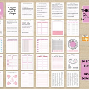 Therapy Journal With Questions Workbook 8.5x11" Canva Editable 30 ...