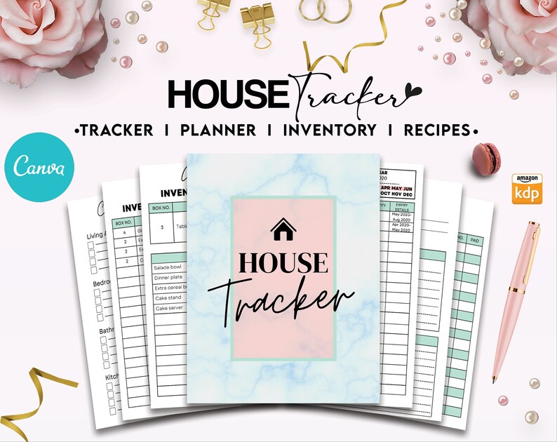 House Tracker 18 Editable Canva Templates for Journal Canva - Etsy