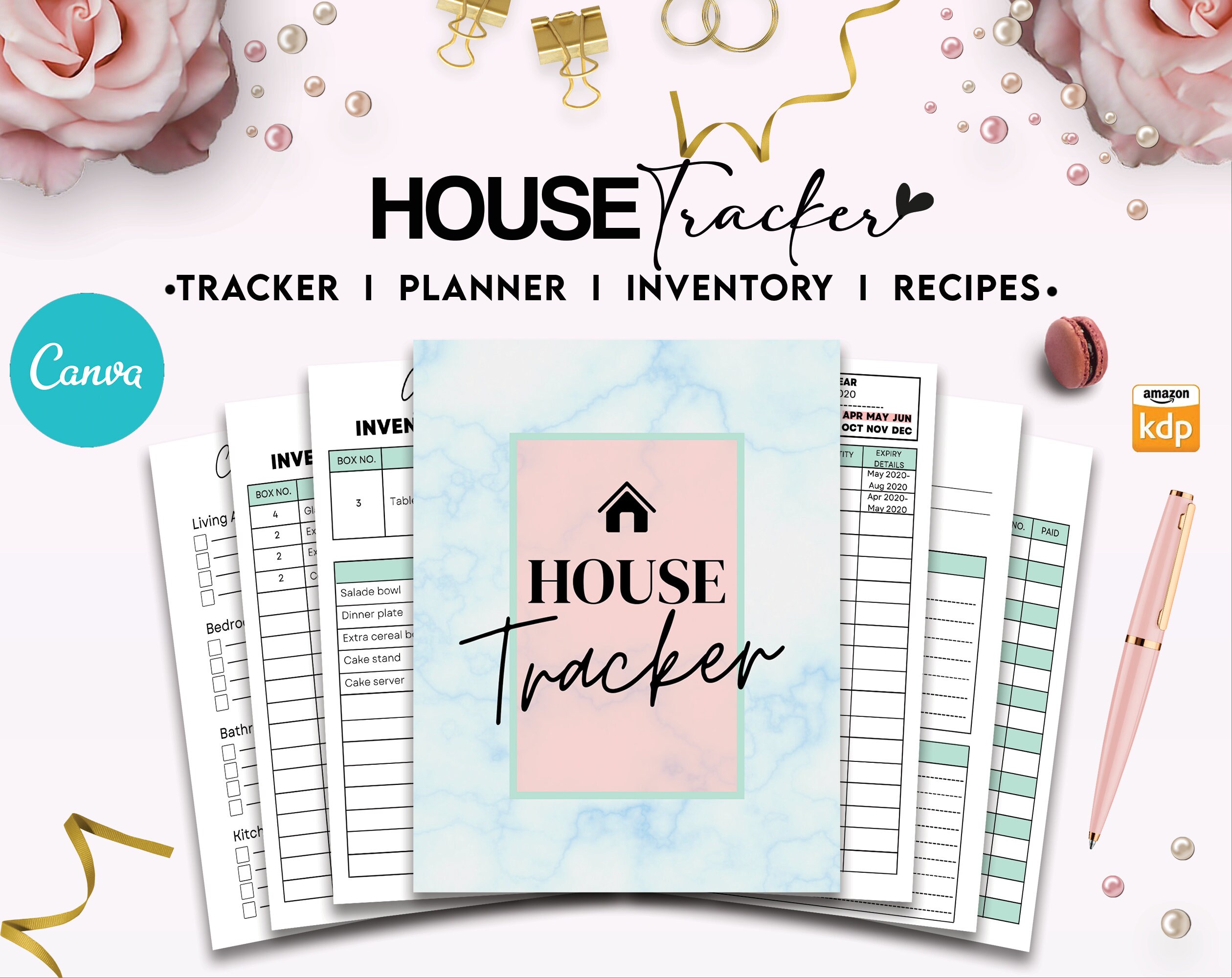 House Tracker 18 Editable Canva Templates for Journal Canva - Etsy