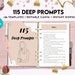 115 Deep Journal Prompts, Mental Health, Editable Templates Journal ...