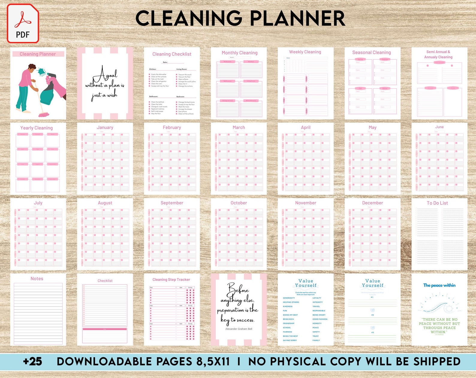Cleaning Planner Daily Weekly Monthly Planner Cleaning - Etsy