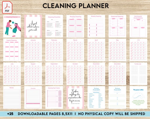 Cleaning Planner Daily Weekly Monthly Planner Cleaning - Etsy