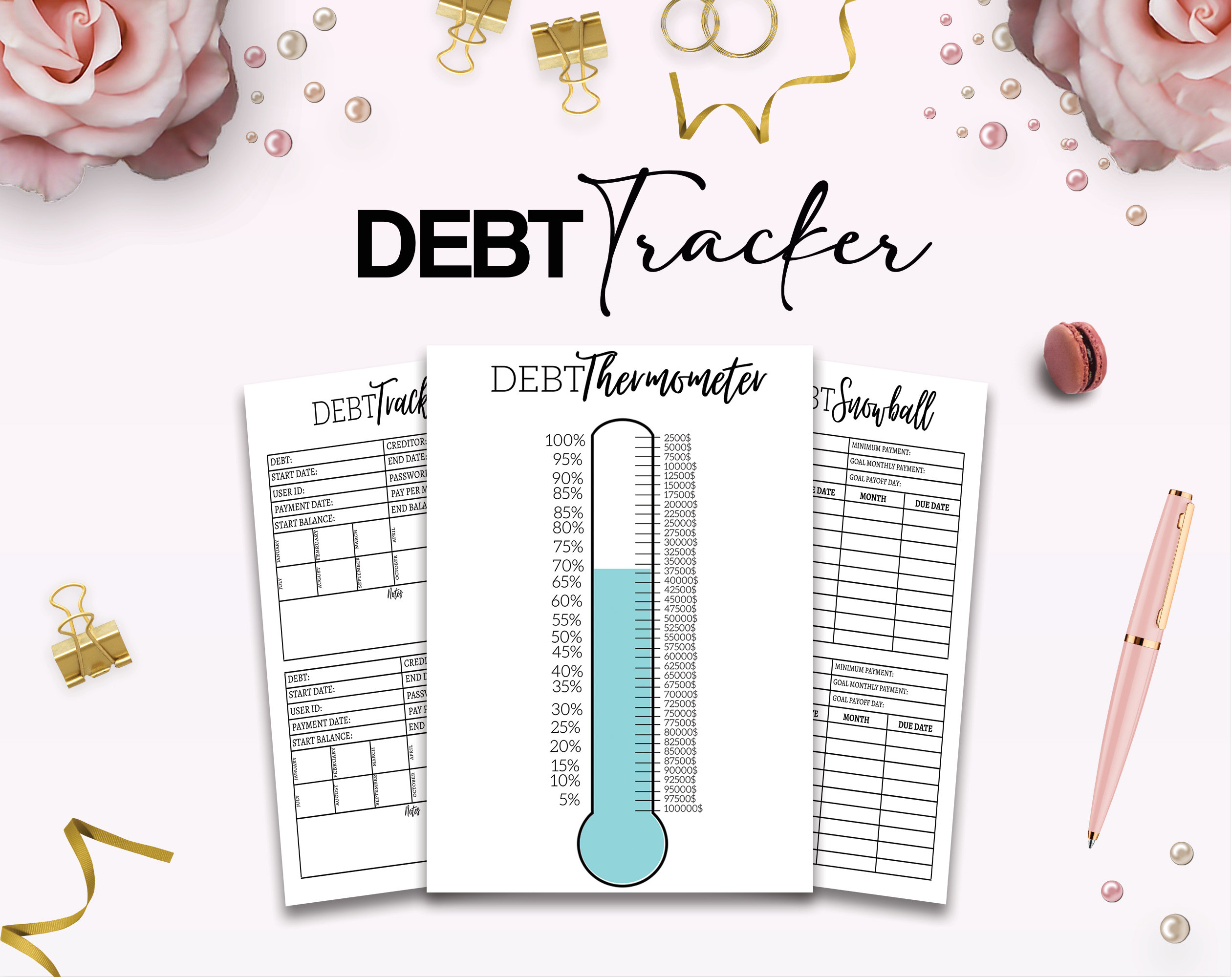 Debt Tracker 3 Editable Canva Templates for Journal, Canva KDP Editable ...