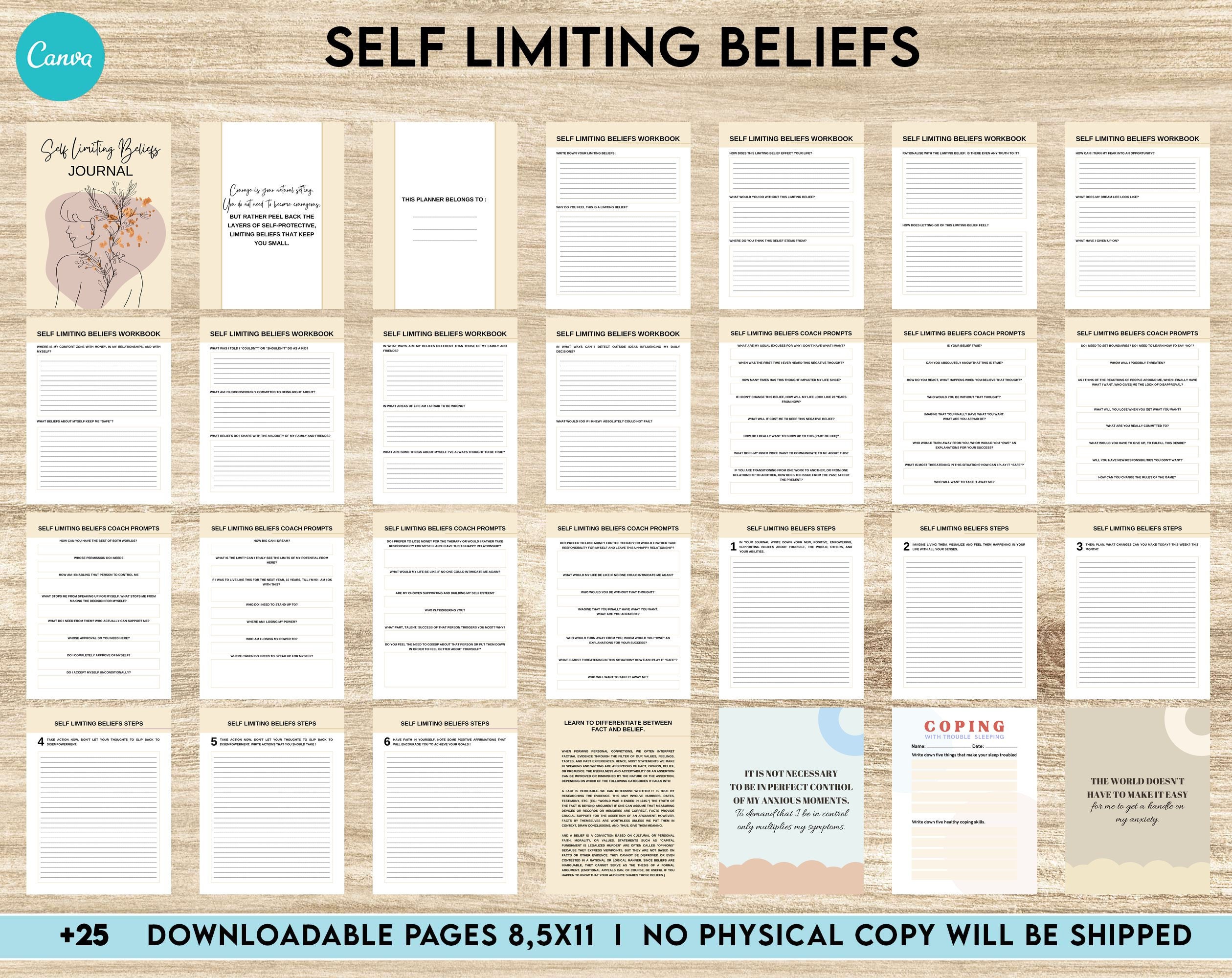 Self Limiting Beliefs Boundaries Self Esteem Self - Etsy