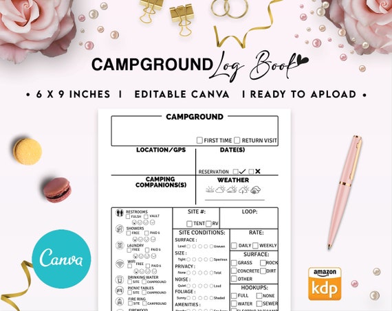 Camping Campground Journal 6x9 Canva Editable Template - Etsy
