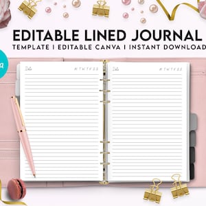 Canva Editable Lined Page Journal Commercial Use, Canva KDP Template ...