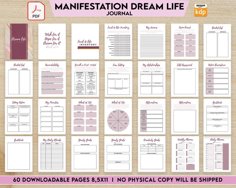 Manifestation Dream Life Journal, Manifestation Workbook, Digital ...