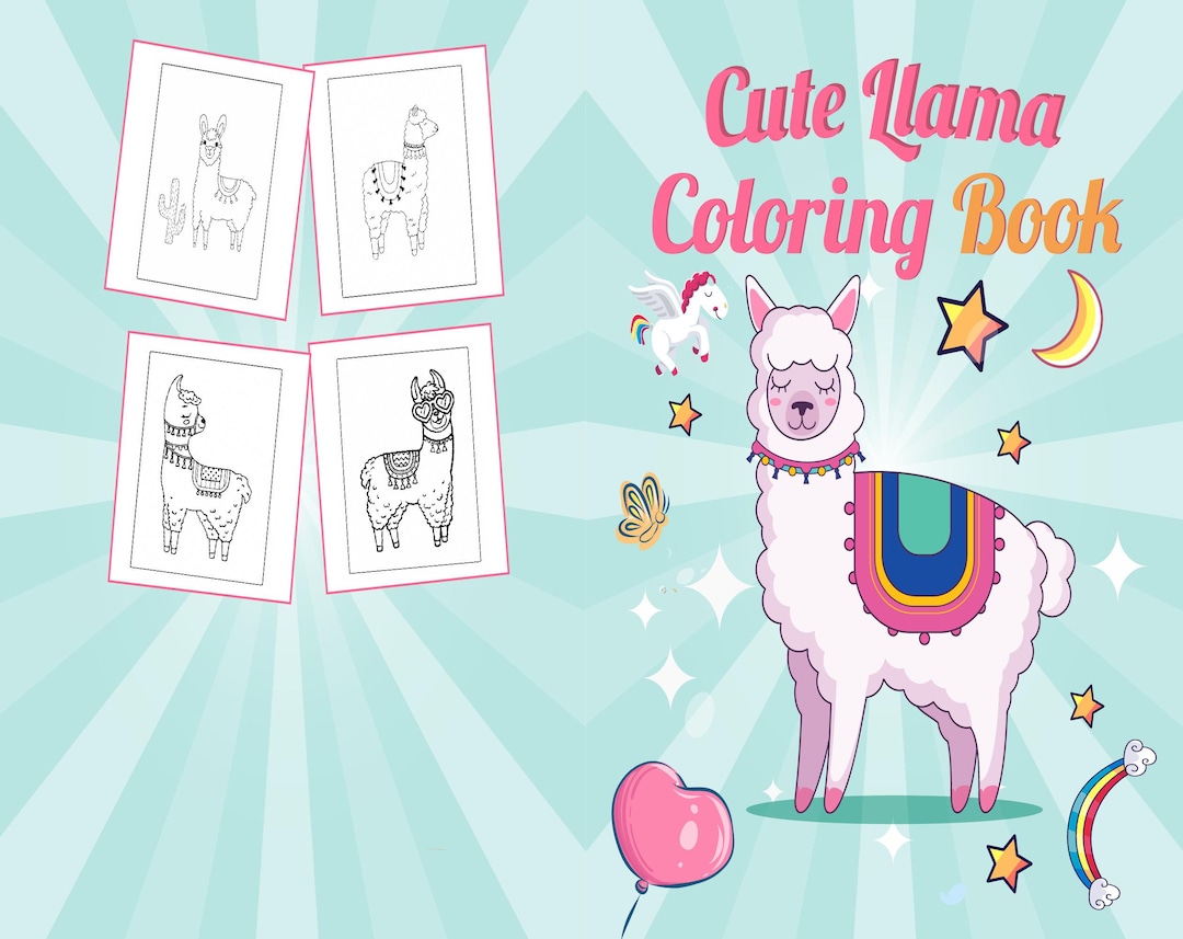 Cute Llama Coloring Book for Kids, 8,5x11 Printable PDF File Kids Cute ...