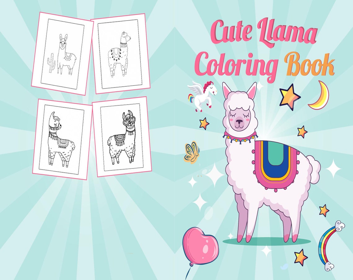 Cute Llama Coloring Book for Kids 85x11 Printable PDF File - Etsy