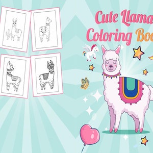 Cute Llama Coloring Book for Kids, 8,5x11 Printable PDF File Kids Cute ...