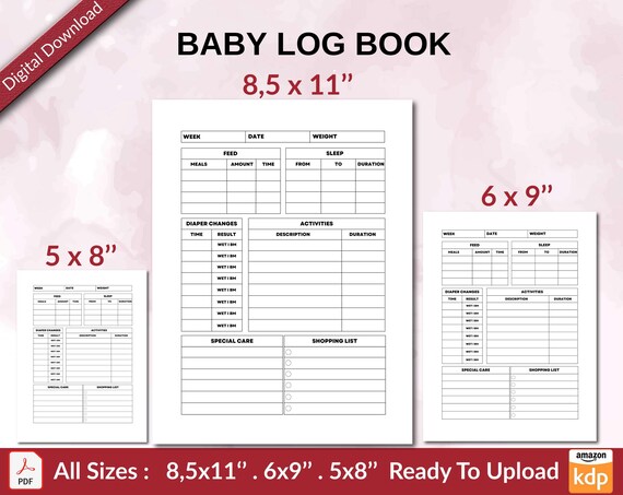 BABY Log Book 120 Pages Ready to Upload PDF Used as Low | Etsy
