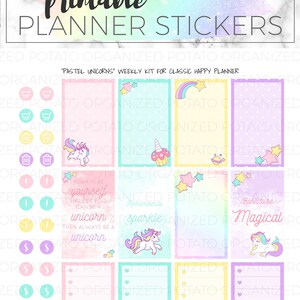 Pastel Unicorns Classic Happy Planner DIY Printable Planner | Etsy