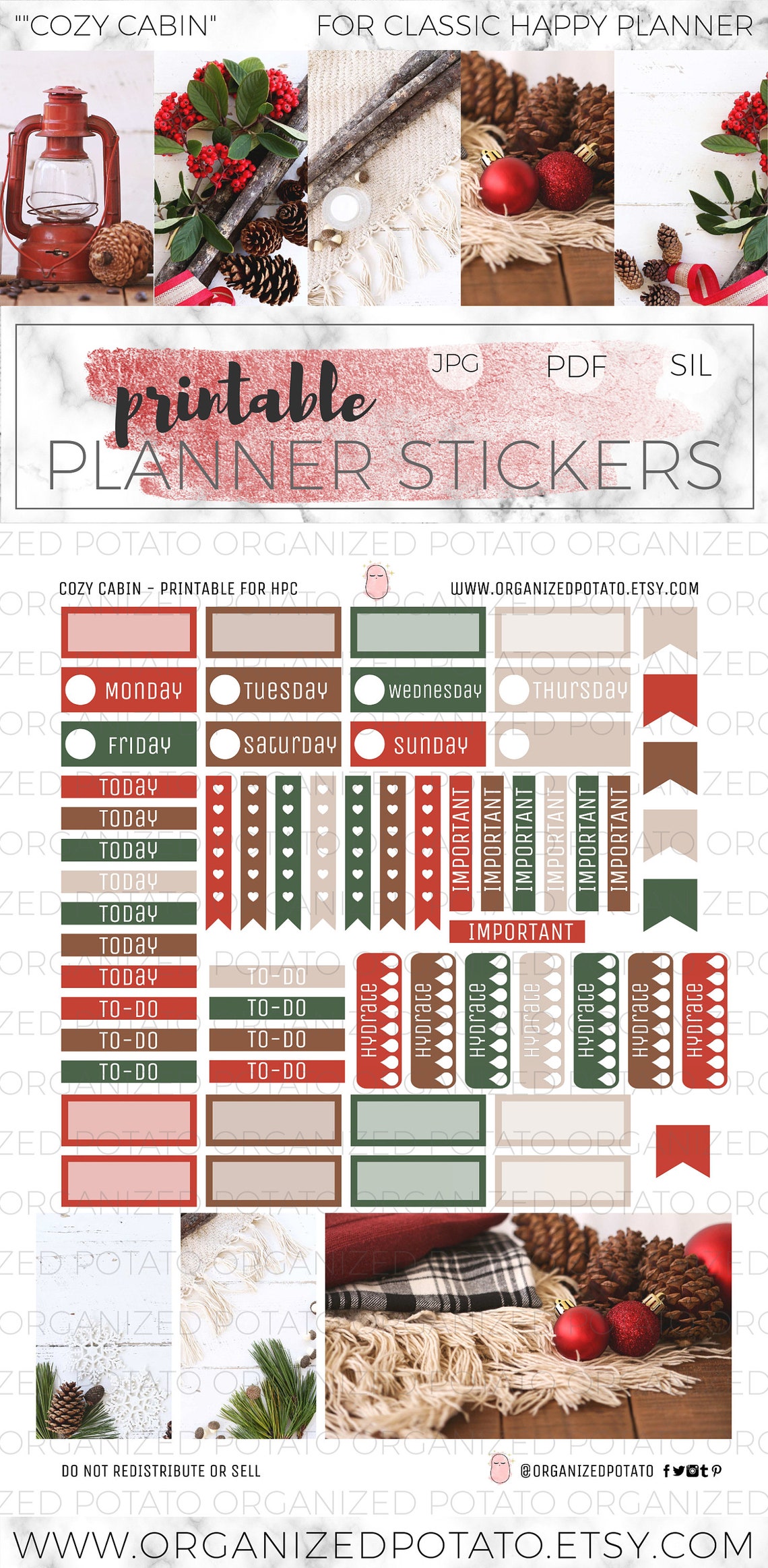 Cozy Cabin Winter Christmas Weekly Kit for Classic Happy | Etsy