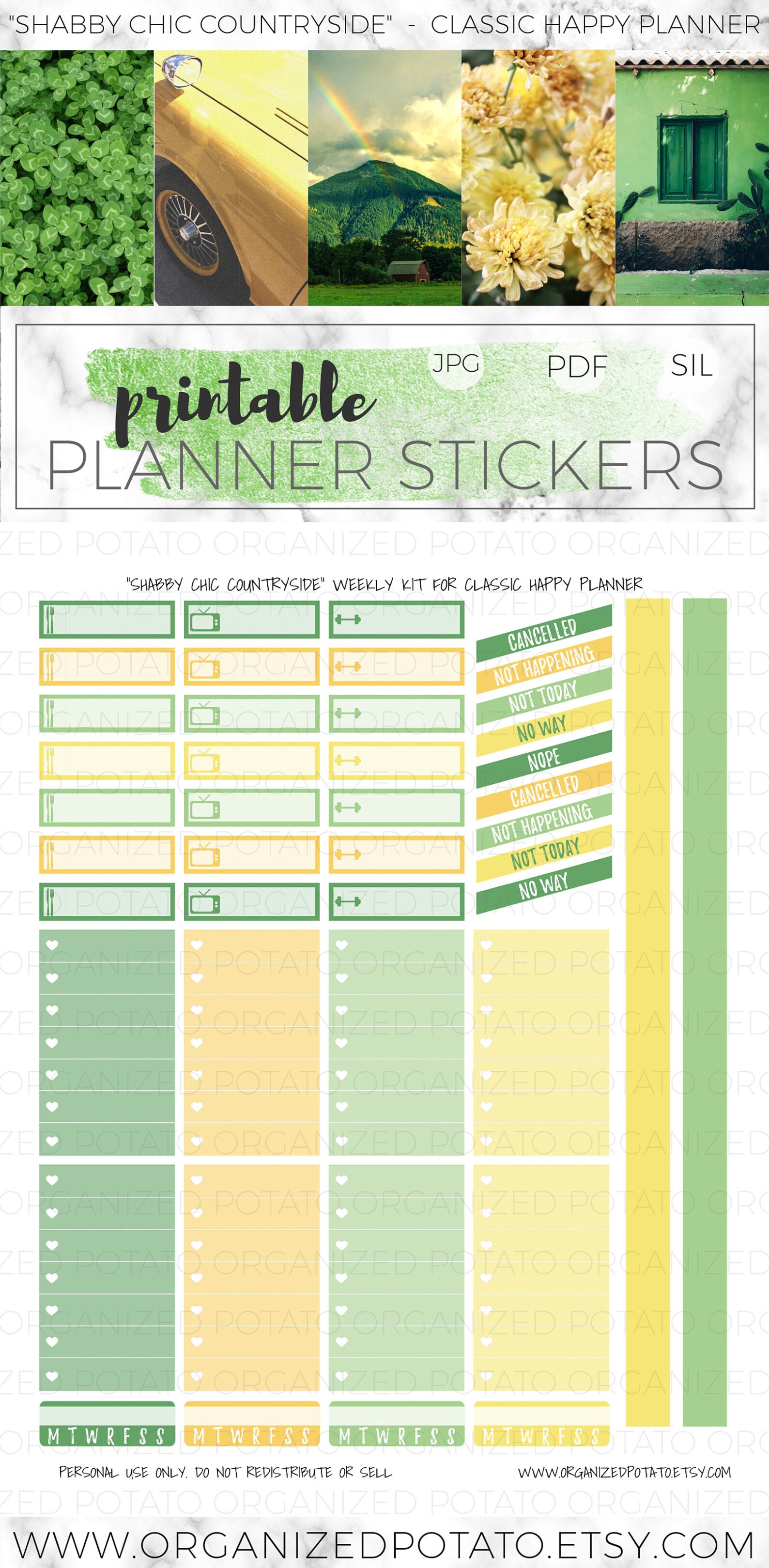 Shabby Chic Countryside Classic Happy Planner DIY Printable | Etsy