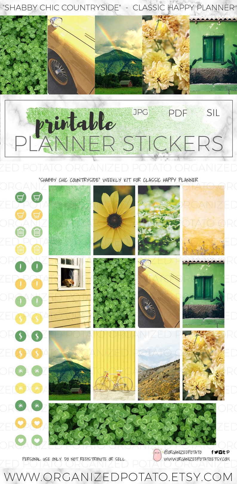 Shabby Chic Countryside Classic Happy Planner DIY Printable | Etsy