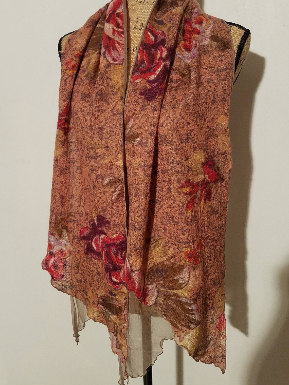 Two Layer Floral Wool Shoulder Wrap or Scarf - Etsy
