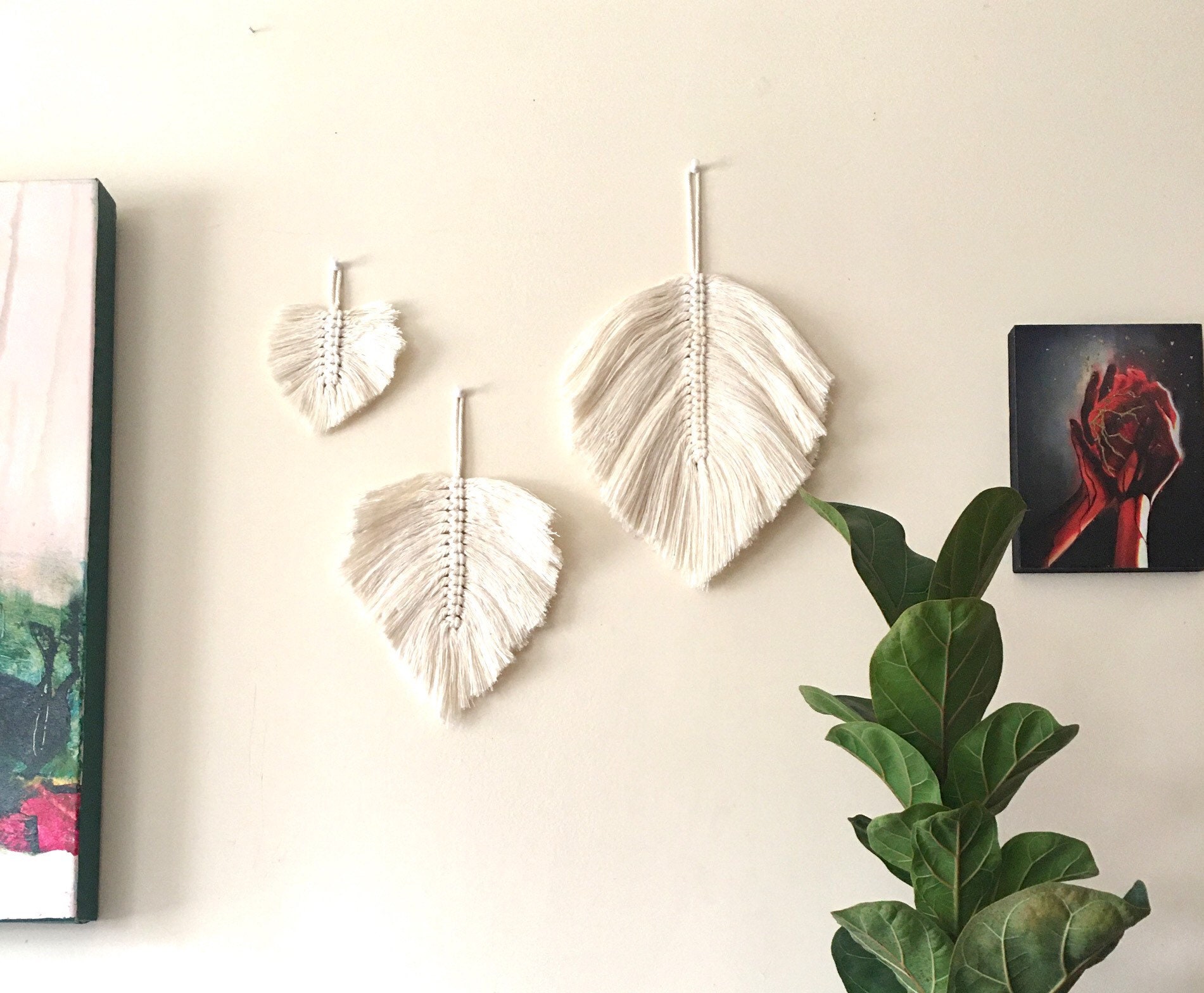 Modern Macrame Feather Wall Hanging Macrame Leaf Modern - Etsy