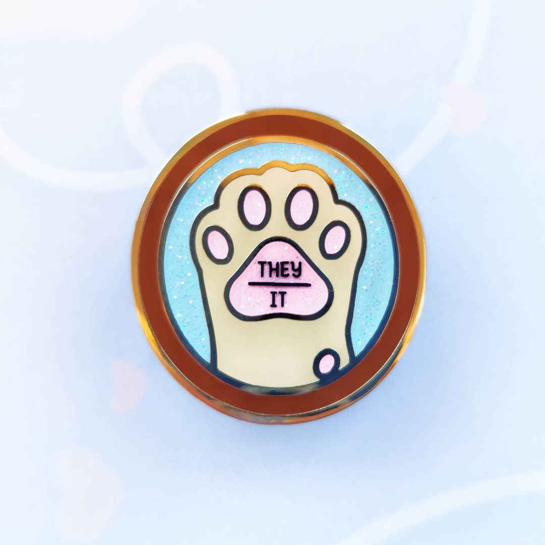 They It Pronoun Cat Paw Enamel Pin - Etsy