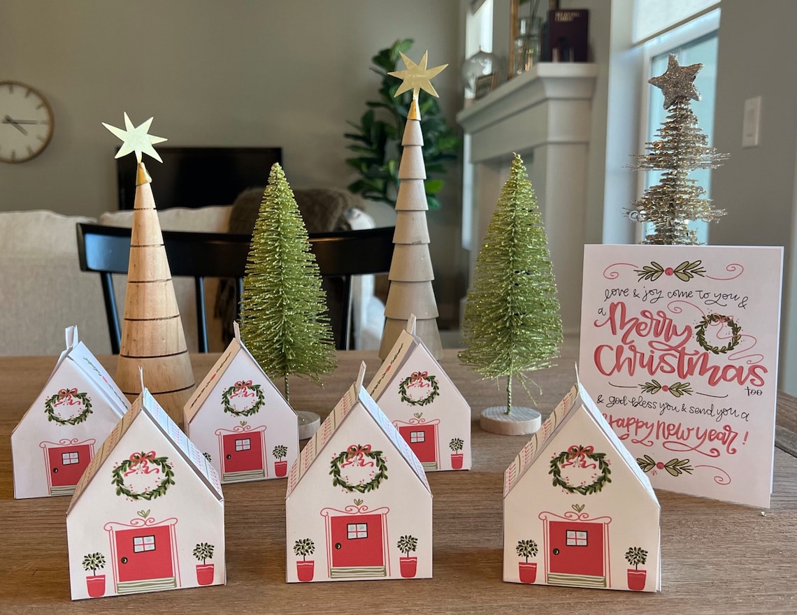 The Cutest Holiday Christmas House Box, Printable Gift Box Template for ...