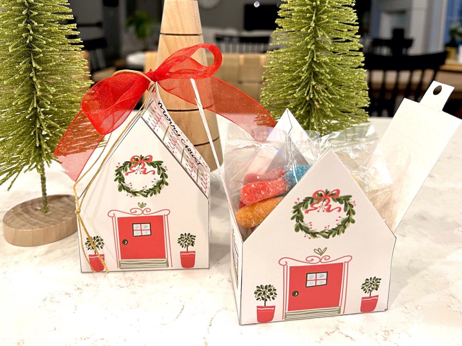 The Cutest Holiday Christmas House Box, Printable Gift Box Template for ...