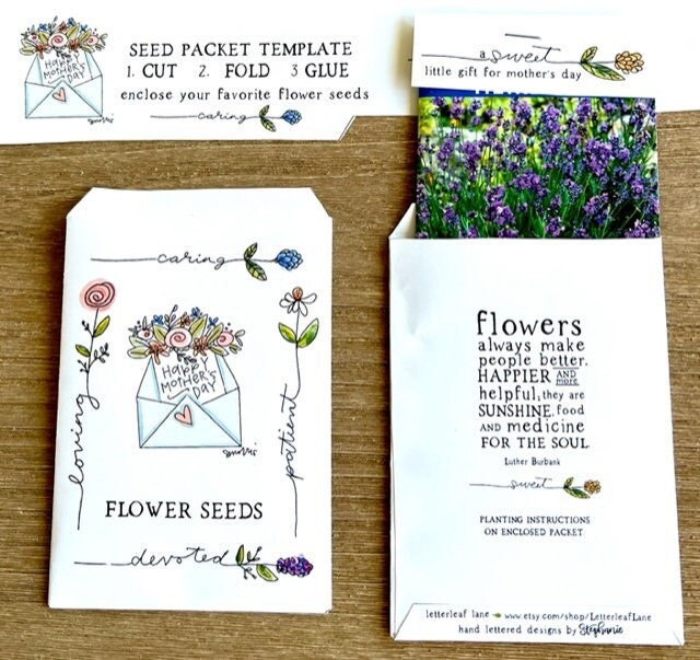 Mother's Day Flower Seed Packet Template Printable - Etsy