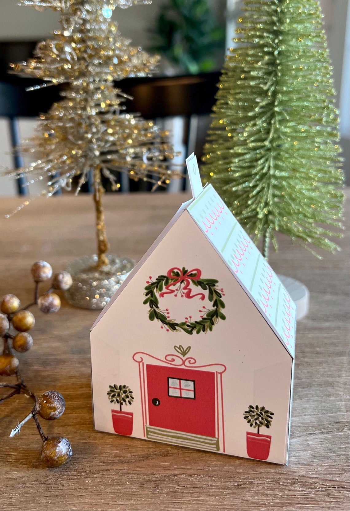 The Cutest Holiday Christmas House Box, Printable Gift Box Template for ...